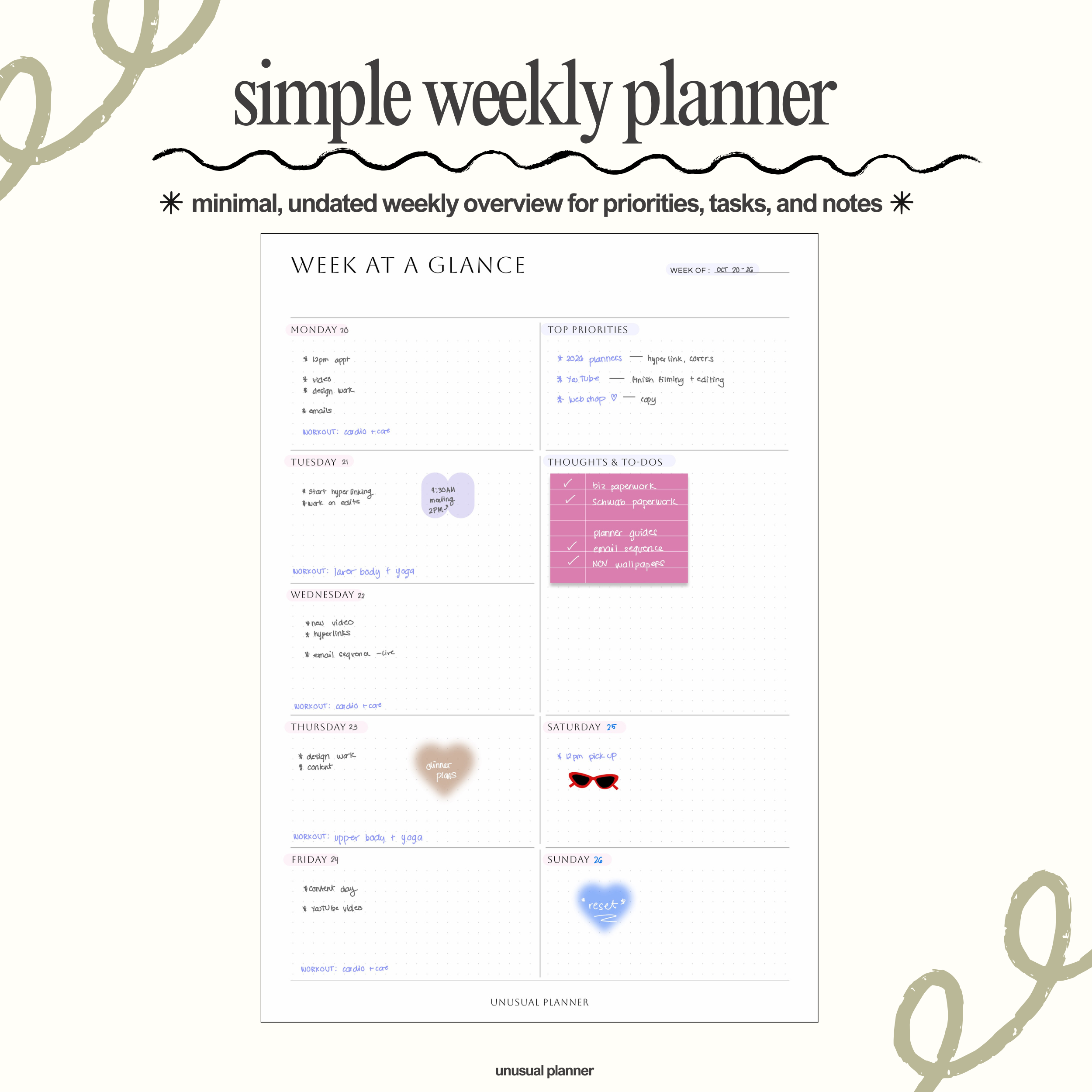 Simple Weekly Planner – Unusual Planner